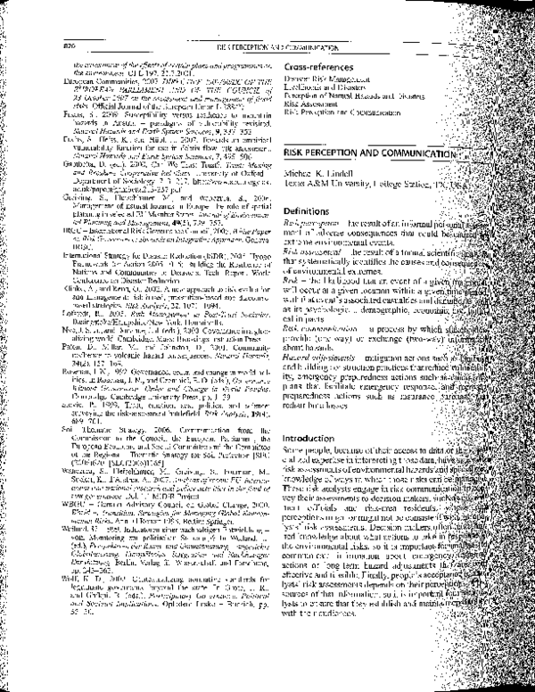 (PDF) Risk Perception and Communication