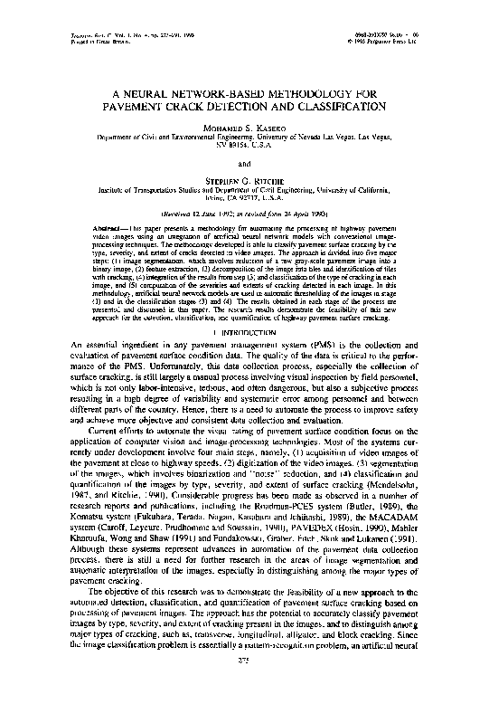 Pdf A Neural Network Based Methodology For Pavement Crack Detection And Classification