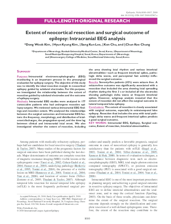 (PDF) Extent of neocortical resection and surgical outcome of epilepsy ...