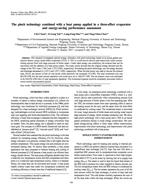 (PDF) The pinch technology combined with a heat pump applied in a three ...