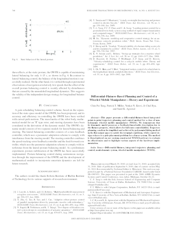 (PDF) Differential-Flatness-Based Planning and Control of a Wheeled ... (PDF) Differential-Flatness-Based Planning and Control of a Wheeled ...