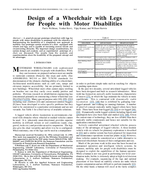 (PDF) Design of a wheelchair with legs for people with motor disabilities
