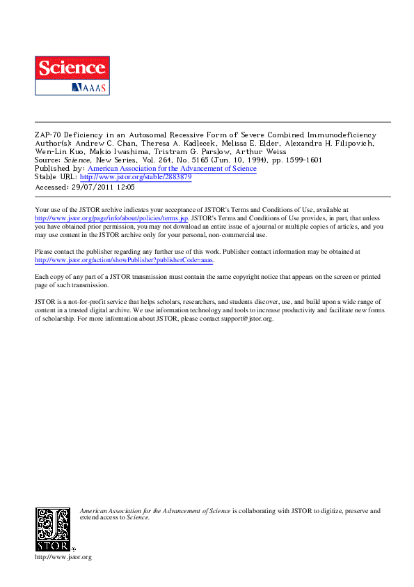 (PDF) ZAP-70 deficiency in an autosomal recessive form of severe ...