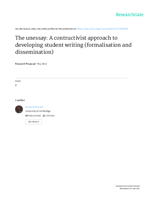 (PDF) The unessay: A contructivist approach to developing student ...