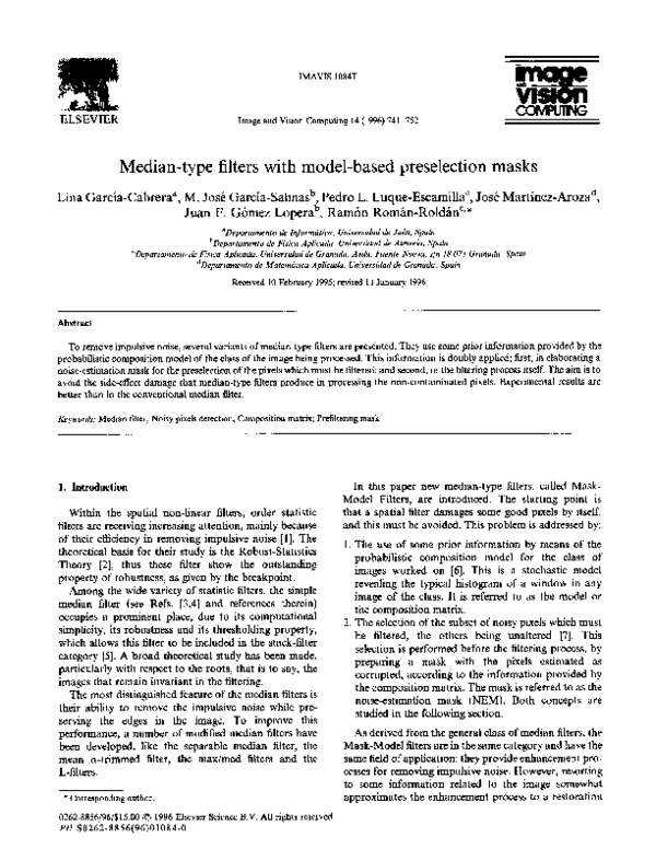 (PDF) Median-type filters with model-based preselection masks