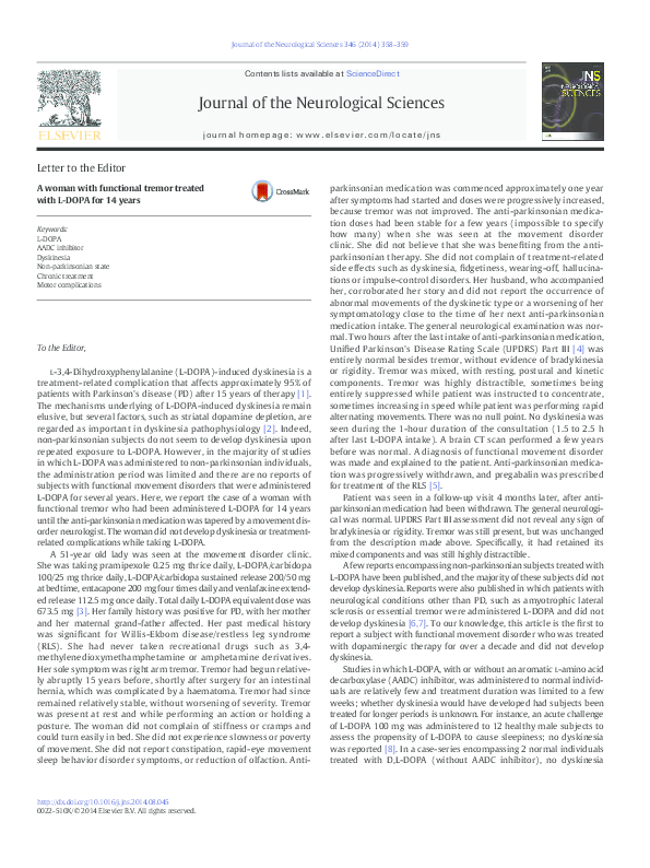 (PDF) A woman with functional tremor treated with L-DOPA for 14 years