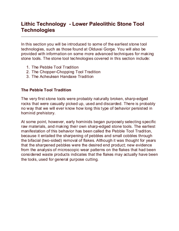 (DOC) Prehistoric Lithic Technology