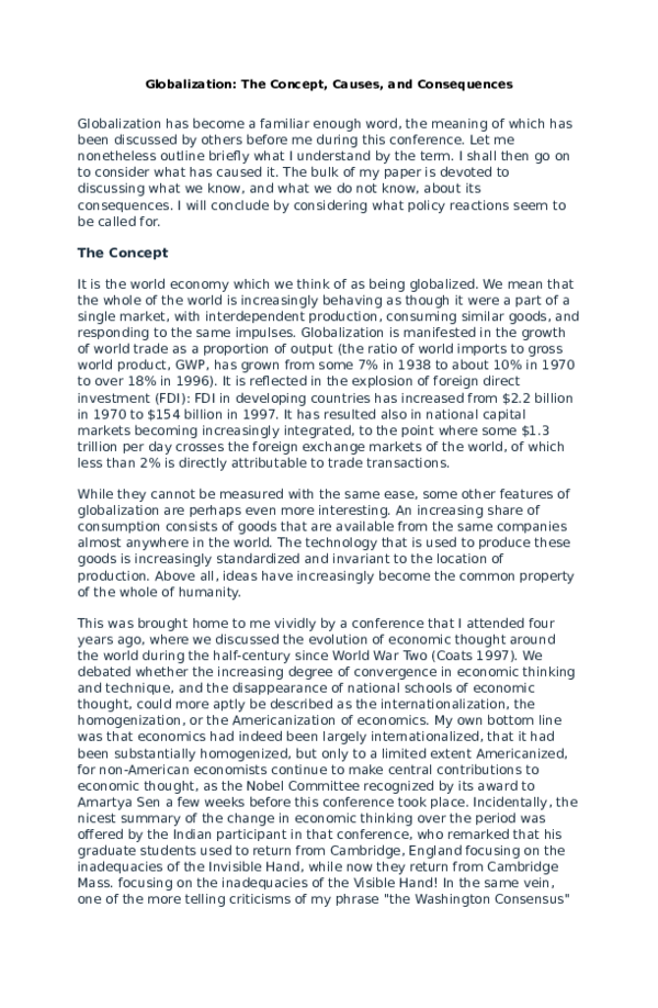 (DOC) The Concept of Globalization