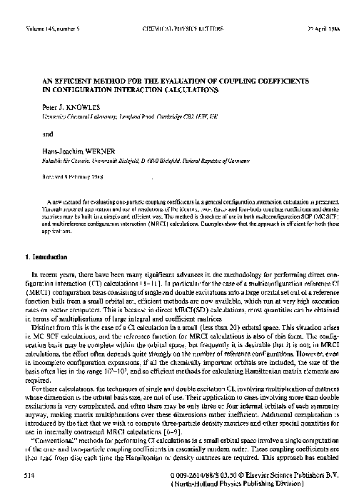 Pdf An Efficient Method For The Evaluation Of Coupling Coefficients