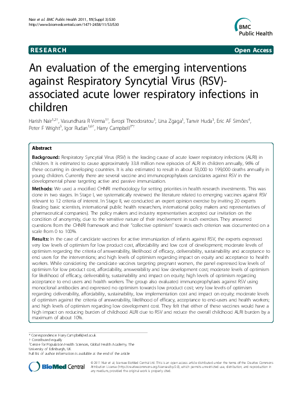 (PDF) An evaluation of the emerging interventions against Respiratory ...
