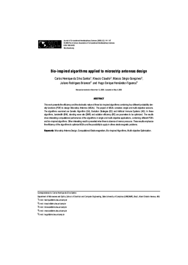 (PDF) Bio-inspired algorithms applied to microstrip antennas design