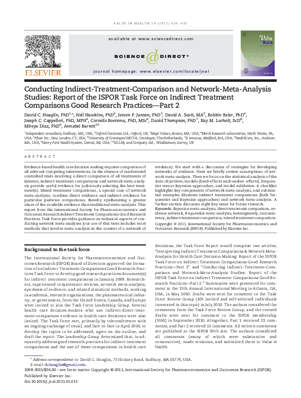 (PDF) Conducting Indirect-Treatment-Comparison and Network-Meta ...
