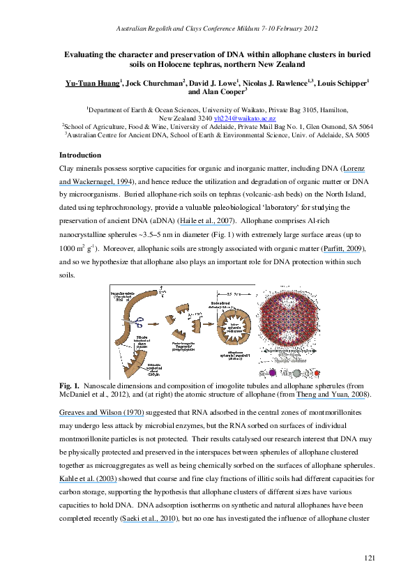 (PDF) Evaluating the character and preservation of DNA within allophane clusters in buried soils ...