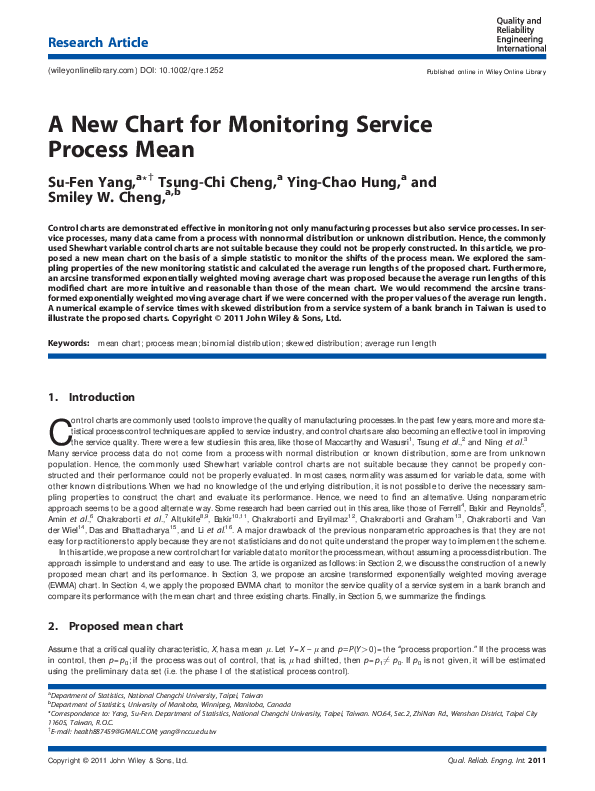 (PDF) A New Chart for Monitoring Service Process Mean