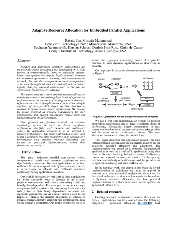(PDF) Adaptive resource allocation for embedded parallel applications