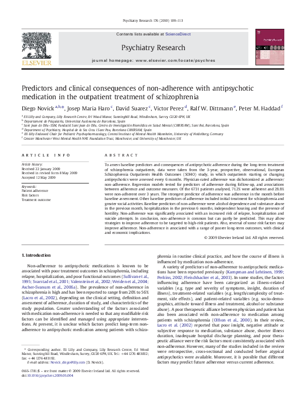 (PDF) Predictors and clinical consequences of non-adherence with antipsychotic medication in the ...