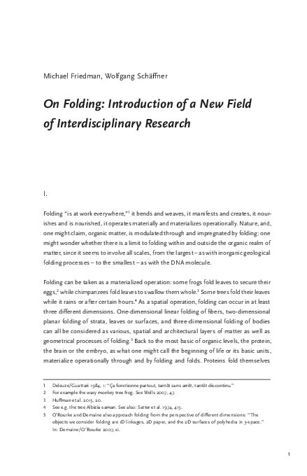 (PDF) On Folding: Introduction of a New Field of Interdisciplinary Research