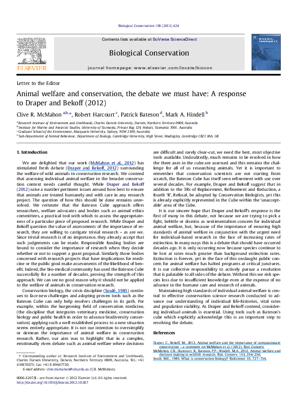 (PDF) Animal welfare and conservation, the debate we must have: A ...