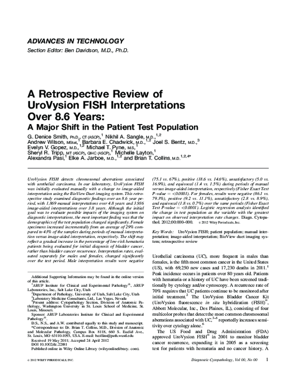 (PDF) A retrospective review of UroVysion fish interpretations over 8.6 ...