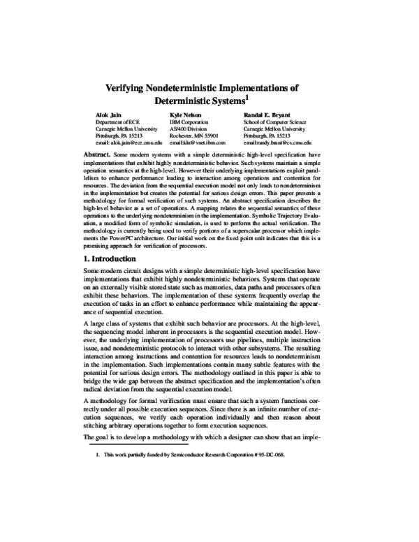 (PDF) Verifying nondeterministic implementations of deterministic systems