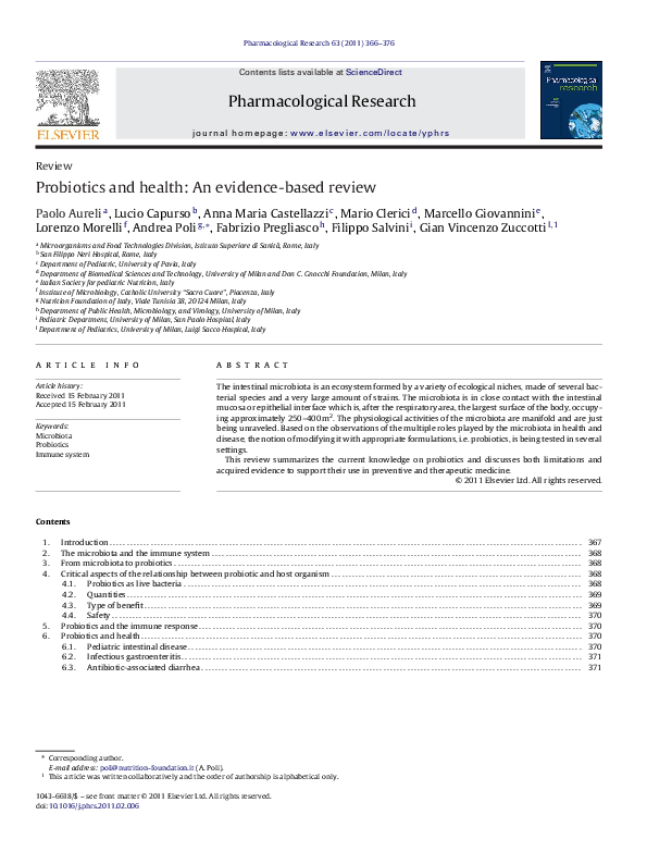 (PDF) Probiotics and health: An evidence-based review