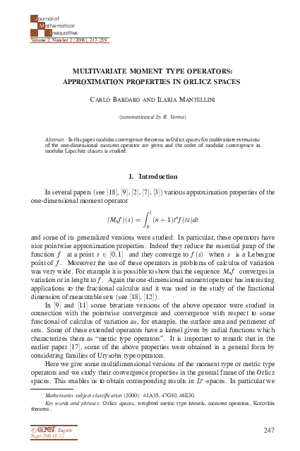 Pdf Multivariate Moment Type Operators Approximation Properties In Orlicz Spaces Ilaria