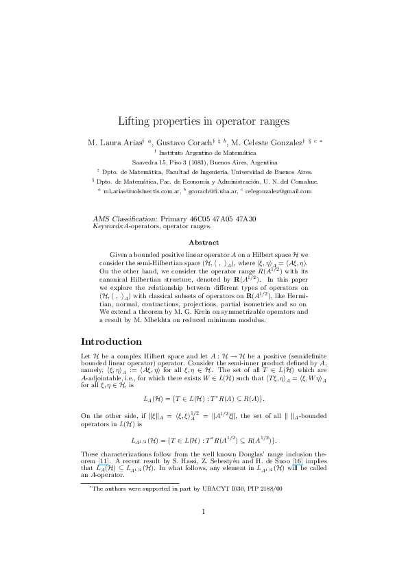 (PDF) Lifting properties in operator ranges