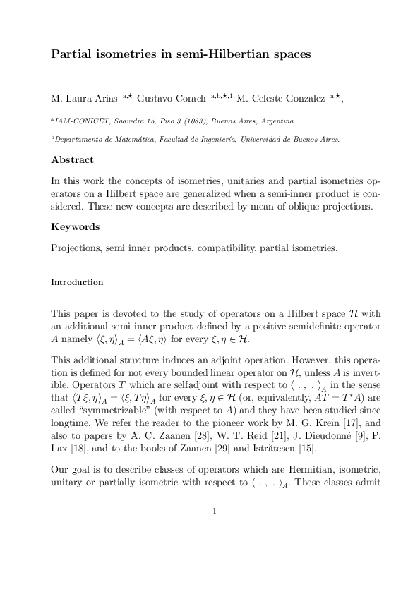 (PDF) Partial isometries in semi-Hilbertian spaces
