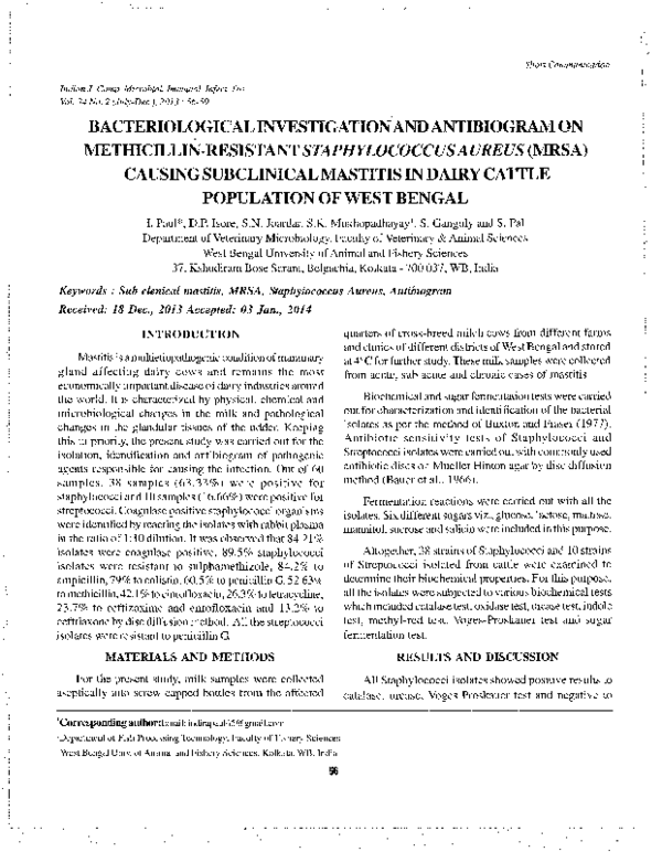 (PDF) Bacteriological investigation and antibiogram on Methicillin-resistant Staphylococcus ...