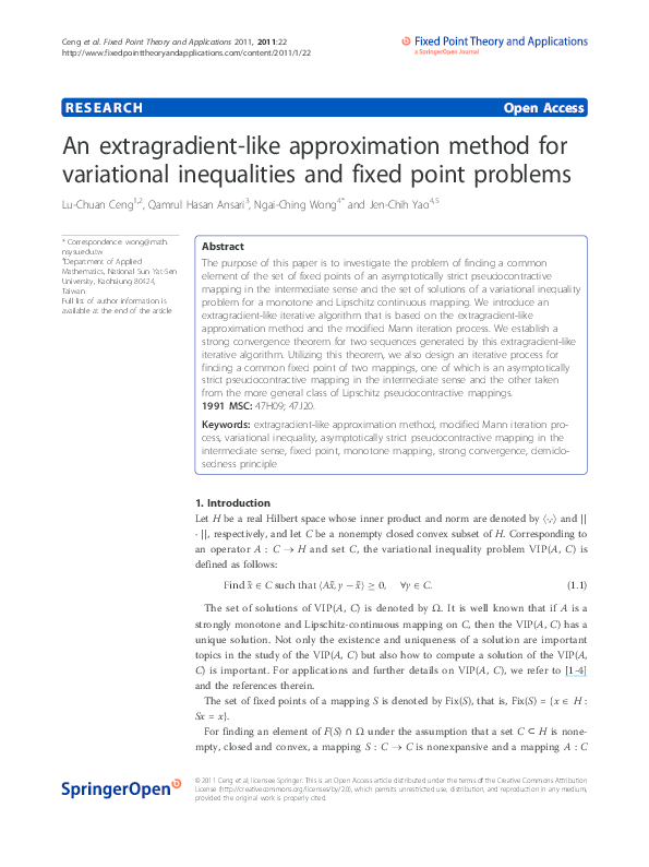 (PDF) An extragradient-like approximation method for variational inequality problems and fixed ...
