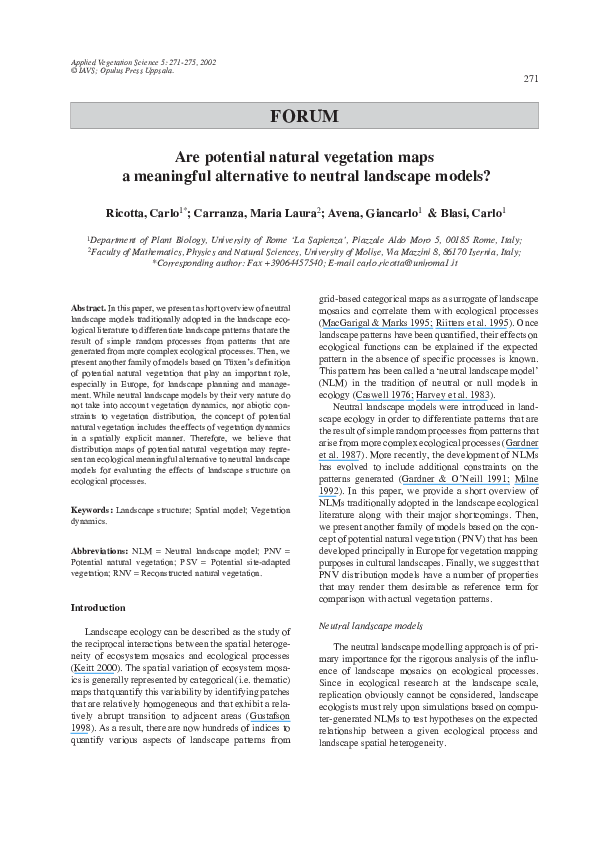 (PDF) Are potential natural vegetation maps a meaningful alternative to ...