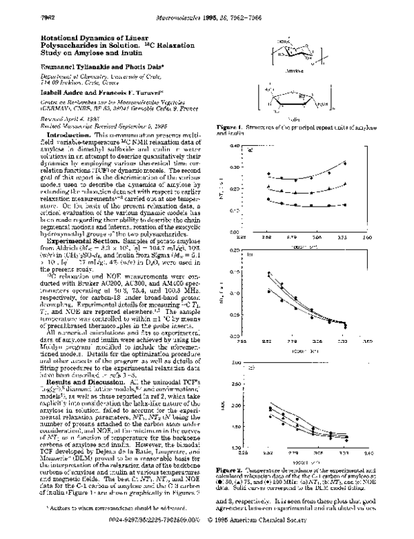 (PDF) Rotational Dynamics of Linear Polysaccharides in Solution. 13C ...