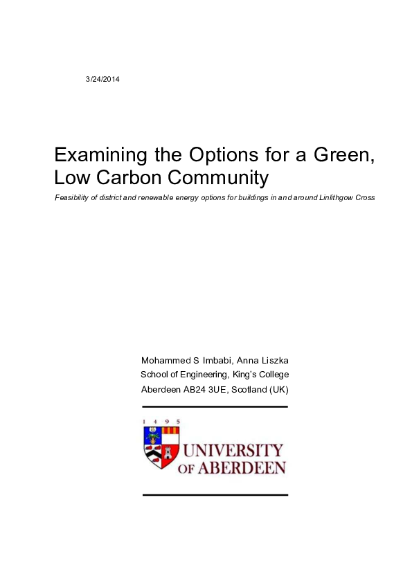 (PDF) Examining the Options for a Green, Low Carbon Community