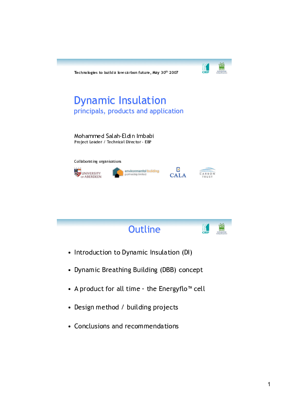 (PDF) Dynamic Insulation: Principals, Products and Application