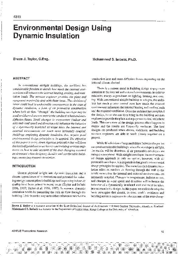 (PDF) Environmental design using dynamic insulation