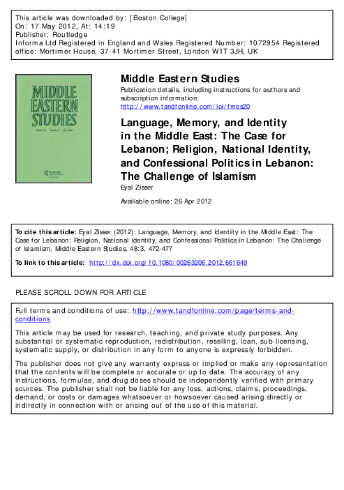 (PDF) Middle Eastern Studies Language, Memory, and Identity in the ...