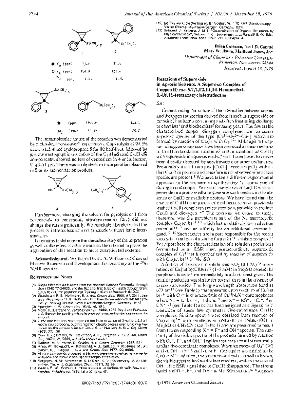 (PDF) Reactions of superoxide in aprotic solvents. A superoxo complex ...