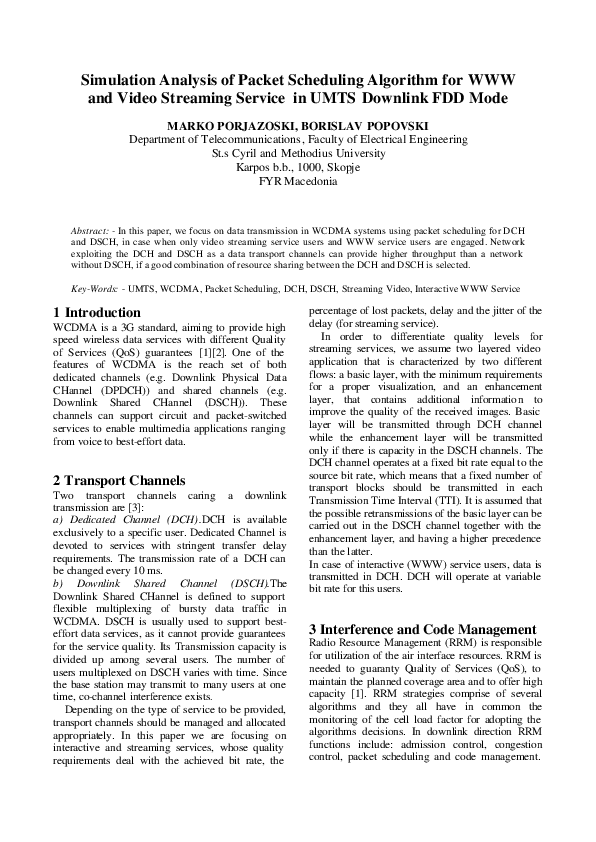 Pdf Simulation Analysis Of Packet Scheduling Algorithm For And Video Streaming Service In