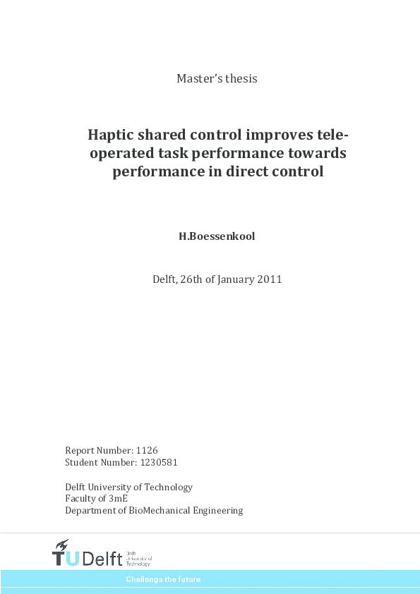 (PDF) Haptic shared control improves tele-operated task performance towards performance in ...