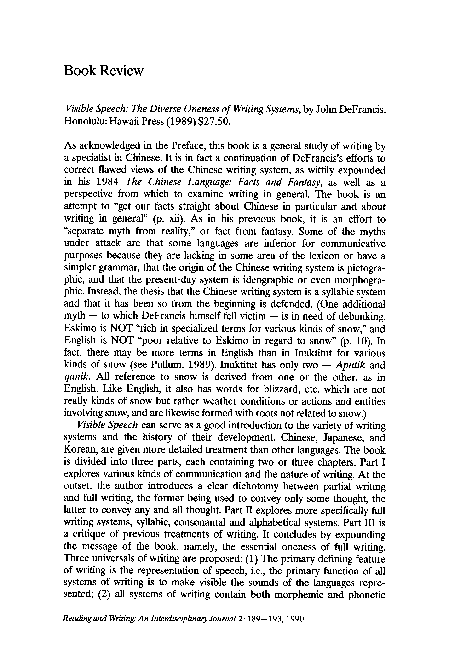 (PDF) Visible Speech: The Diverse Oneness of Writing Systems