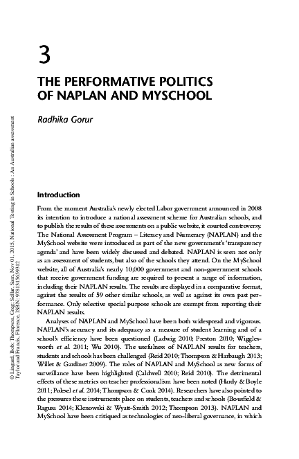 (PDF) The Performative Politics of NAPLAN and My School