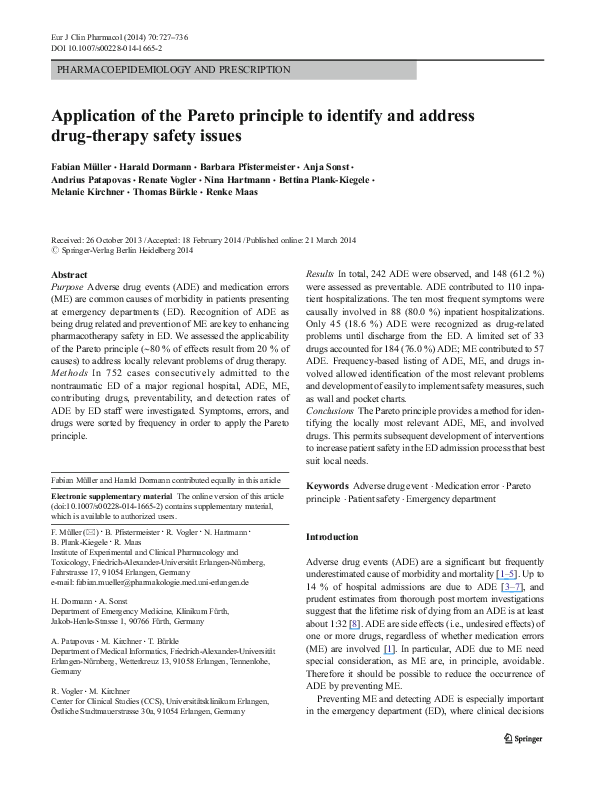 (PDF) Application of the Pareto principle to identify and address drug ...