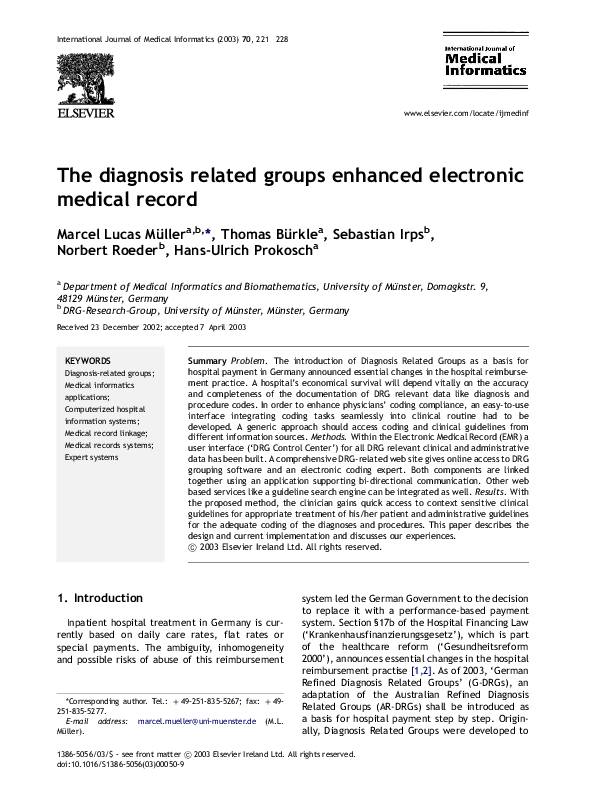 (PDF) The diagnosis related groups enhanced electronic medical record