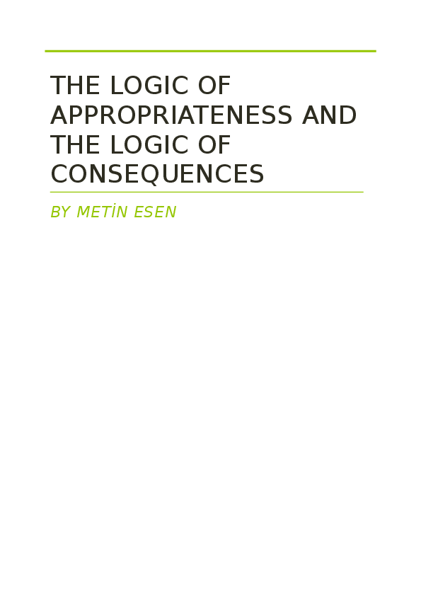 (DOC) The Logic of Appropriateness and The Logic of Consequences In ...