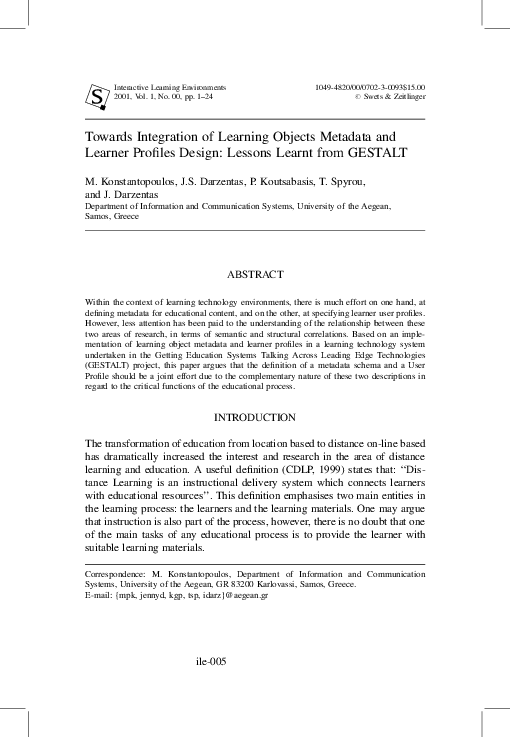 (PDF) Towards Integration of Learning Objects Metadata and Learner Profiles Design: Lessons ...