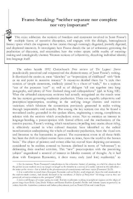 (PDF) Frame-breaking: "neither separate nor complete nor very important"