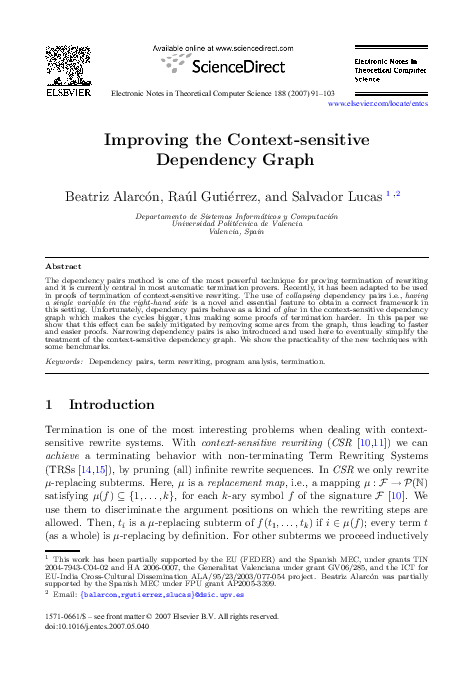 (PDF) Improving the Context-sensitive Dependency Graph