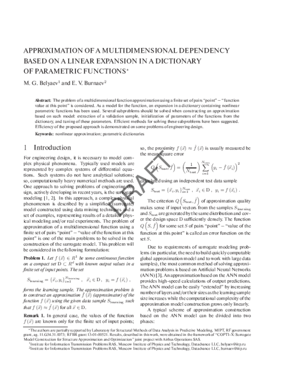 (PDF) Multidimensional Function Approximation Methods