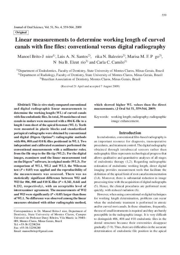 (PDF) Linear measurements to determine working length of curved canals ...