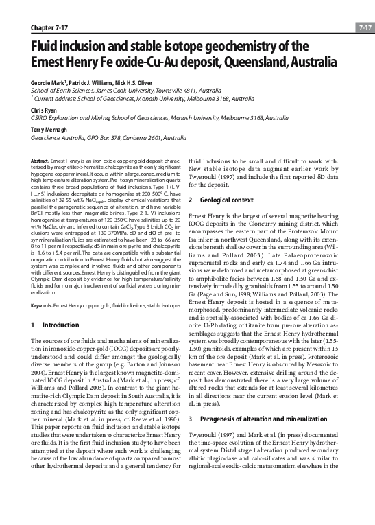 (PDF) Fluid inclusion and stable isotope geochemistry of the Ernest ...